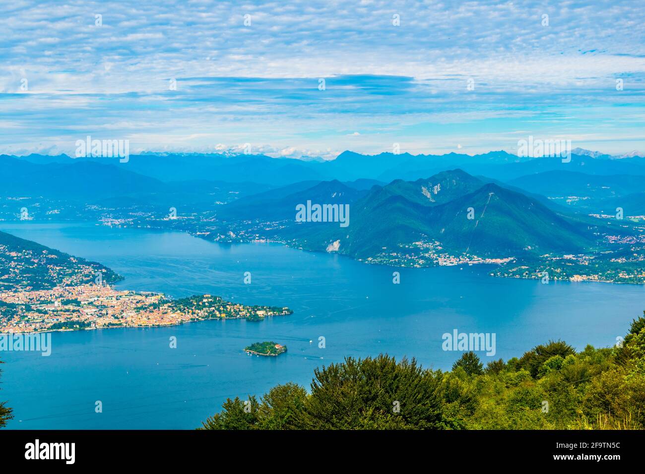 aerial view of Lago Maggiore from Mottarone mountain in Italy Stock ...