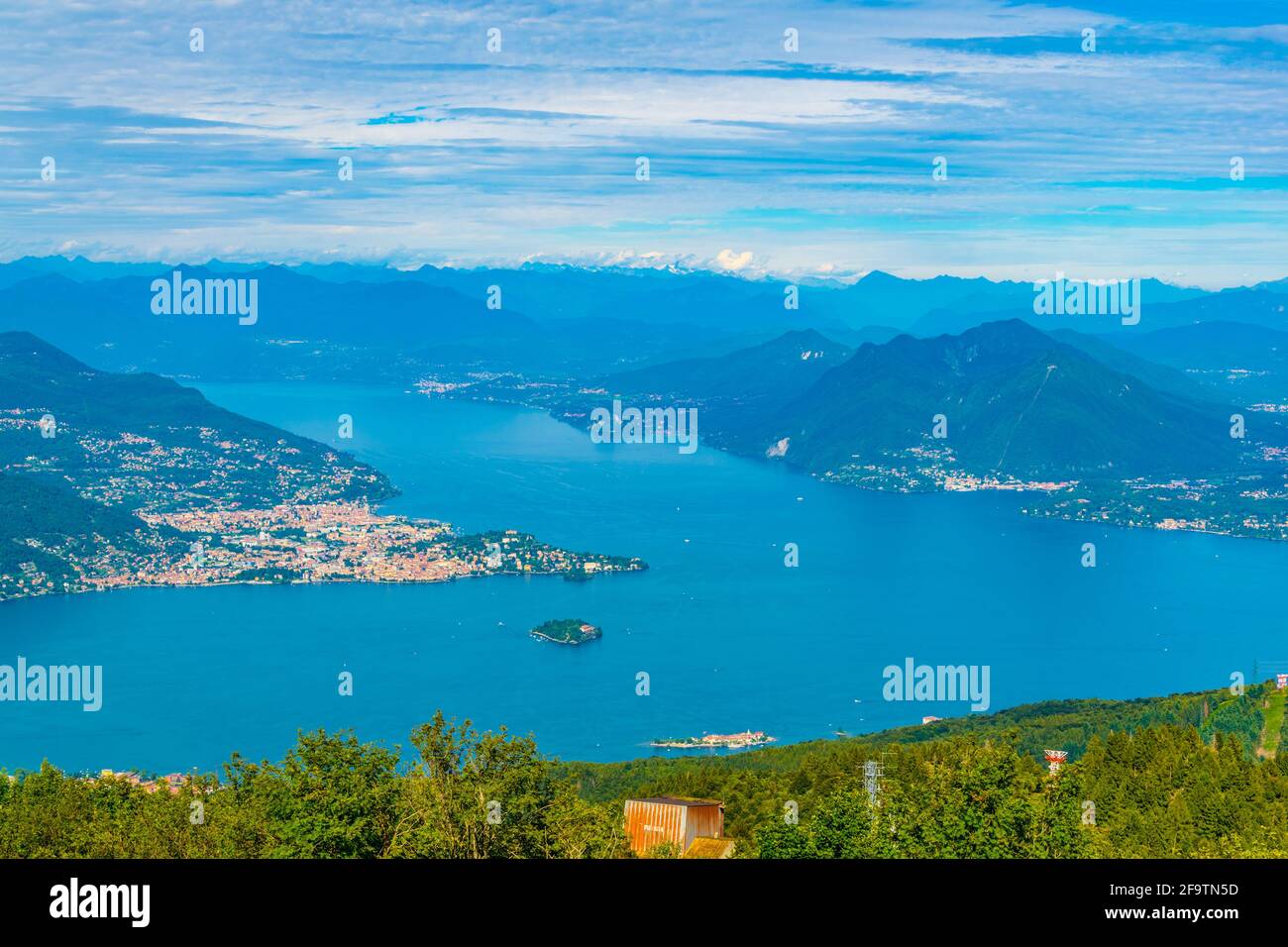 aerial view of Lago Maggiore from Mottarone mountain in Italy Stock ...