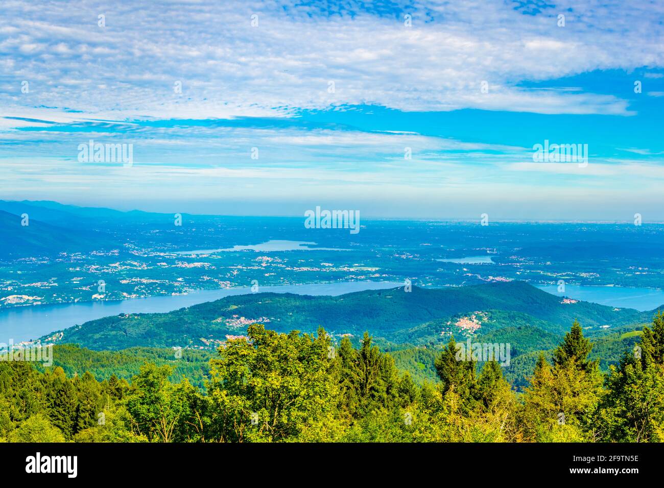 aerial view of Lago Maggiore from Mottarone mountain in Italy Stock ...