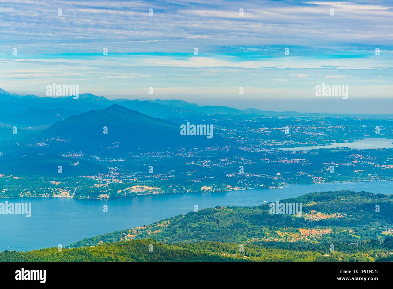 aerial view of Lago Maggiore from Mottarone mountain in Italy Stock ...