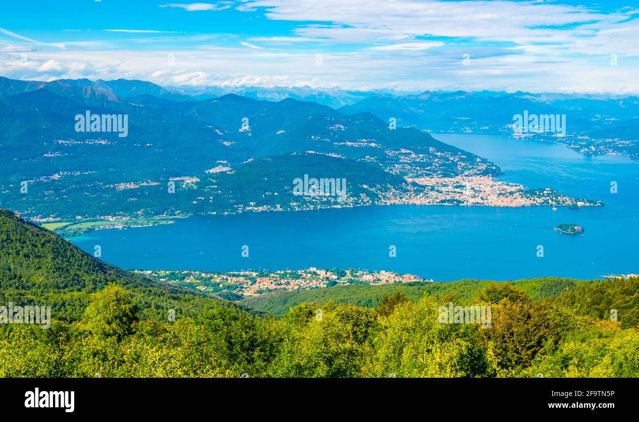 aerial view of Lago Maggiore from Mottarone mountain in Italy Stock ...