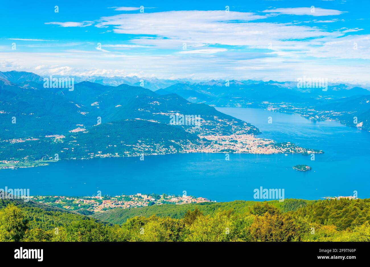 aerial view of Lago Maggiore from Mottarone mountain in Italy Stock ...