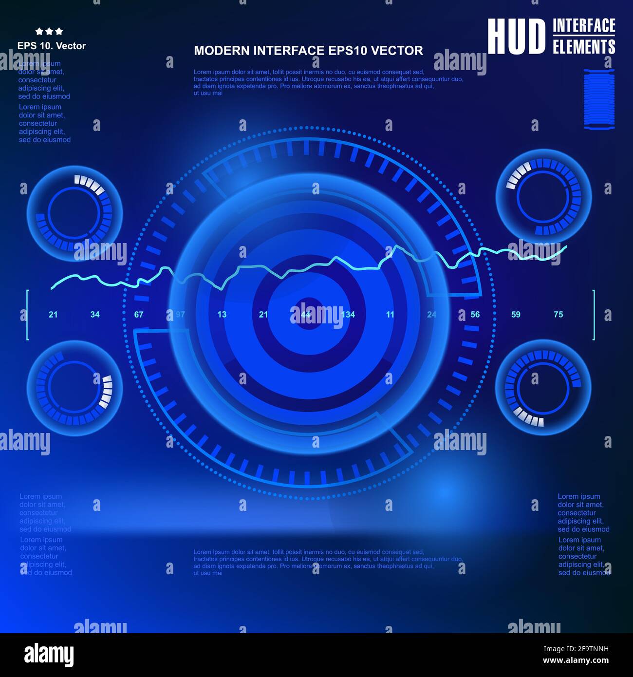 Futuristic blue virtual graphic touch user interface Stock Vector Image ...
