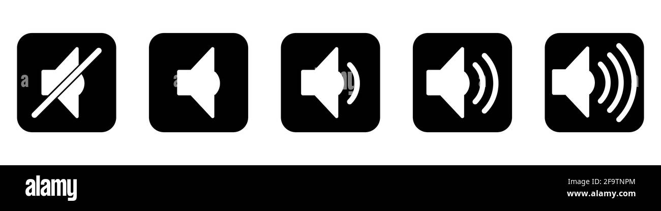 Volume button. Set of black volume icons. Icons of different volume ...