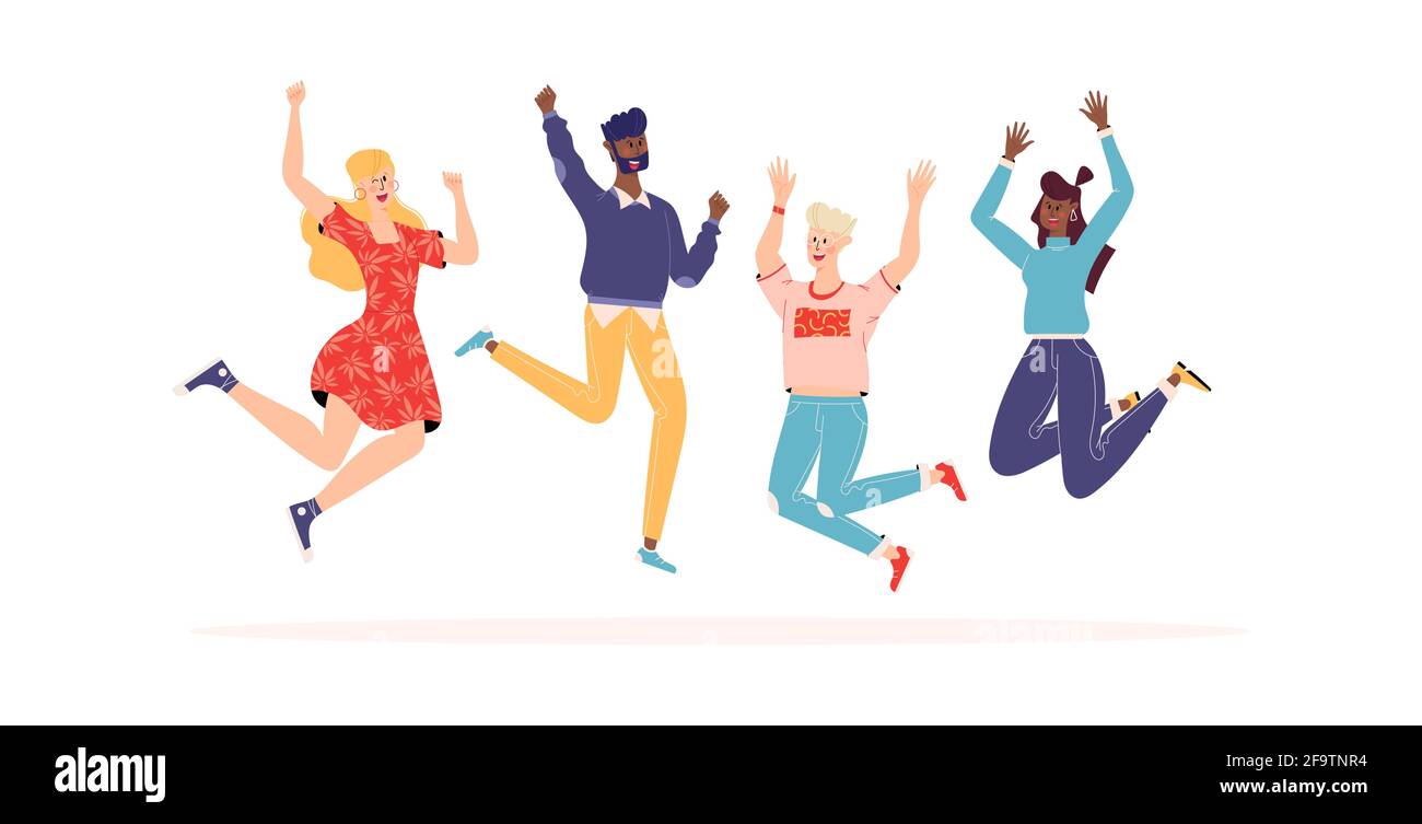 Happy jumping people Stock Vector Image & Art - Alamy