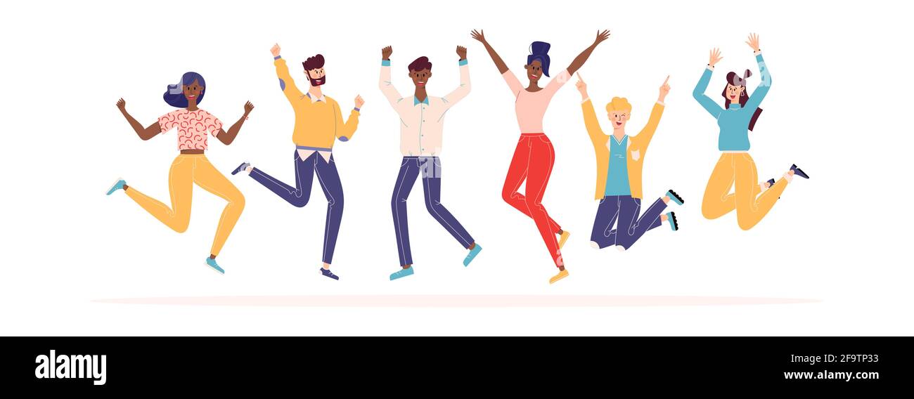 Happy jumping people Stock Vector Image & Art - Alamy