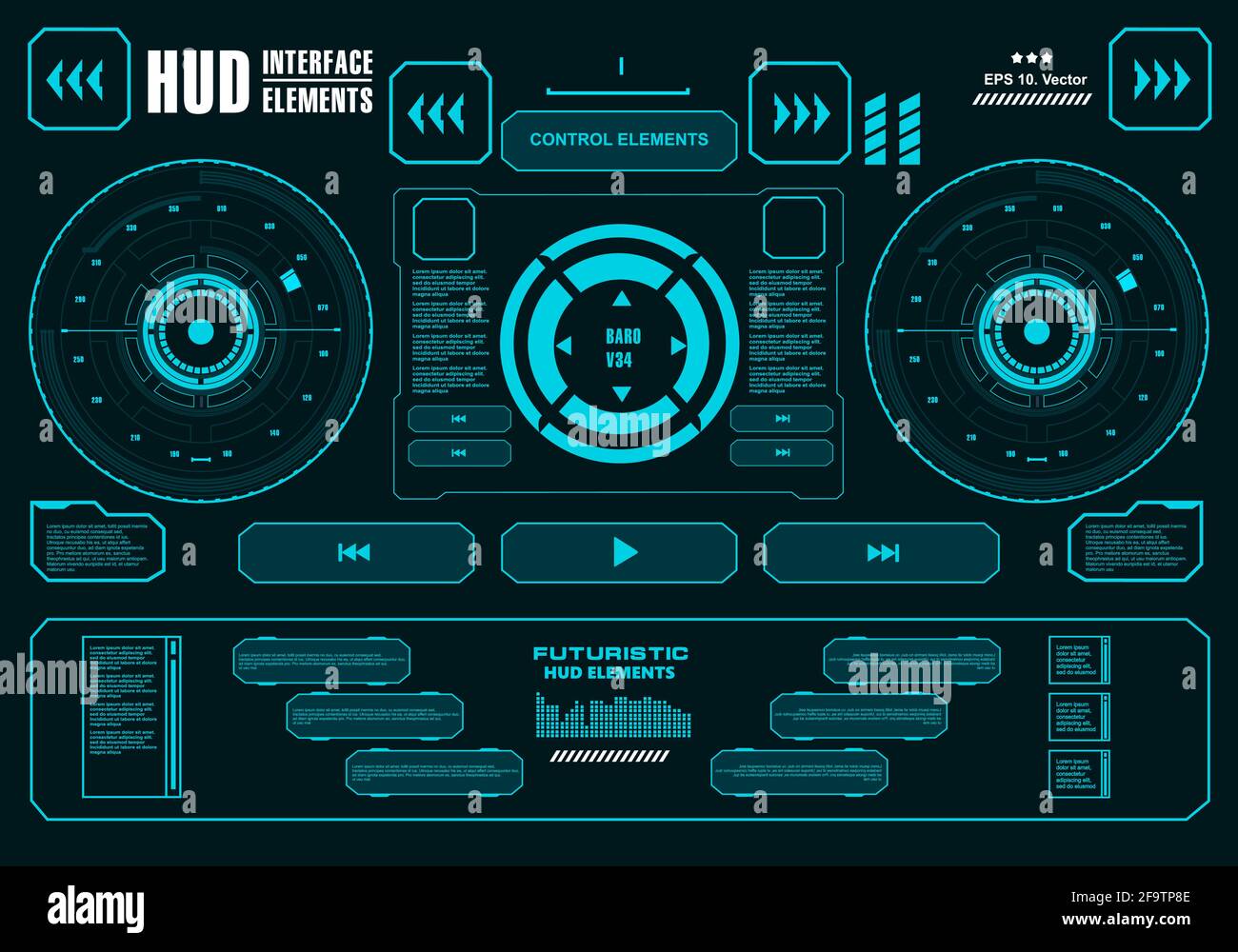 Futuristic blue virtual graphic touch user interface Stock Vector Image ...