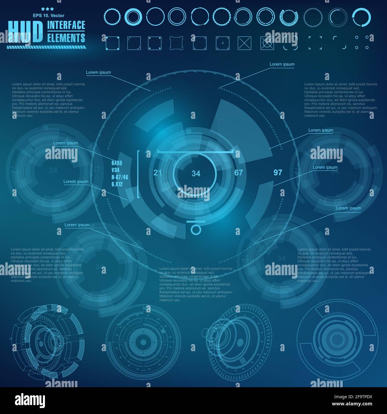 Hologram interface blue background Stock Vector Images - Alamy