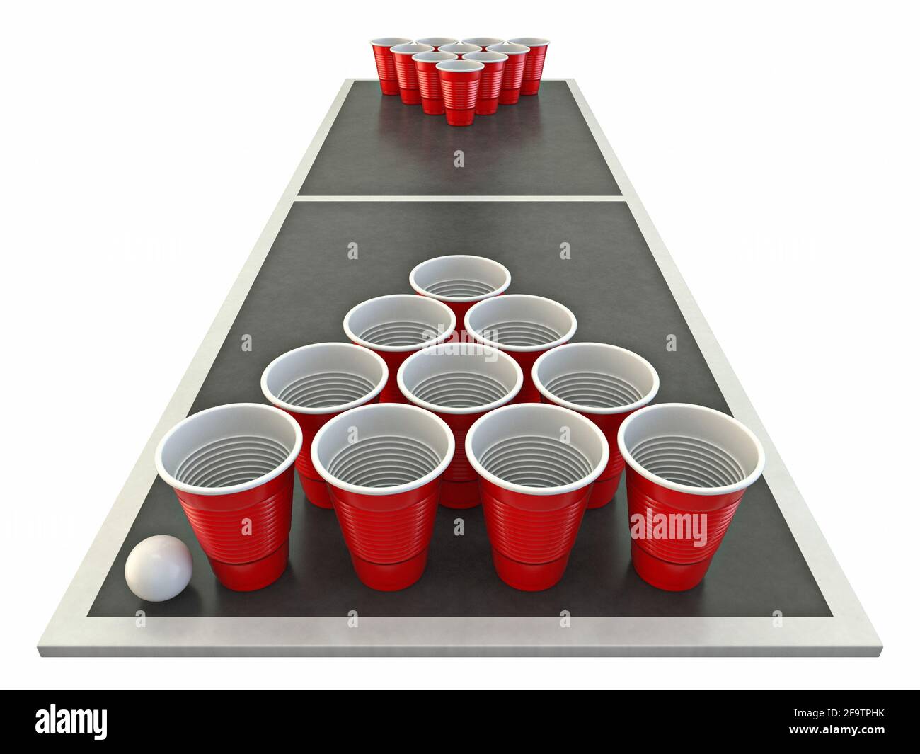 Beer pong table Front view 3D render illustration isolated on white ...