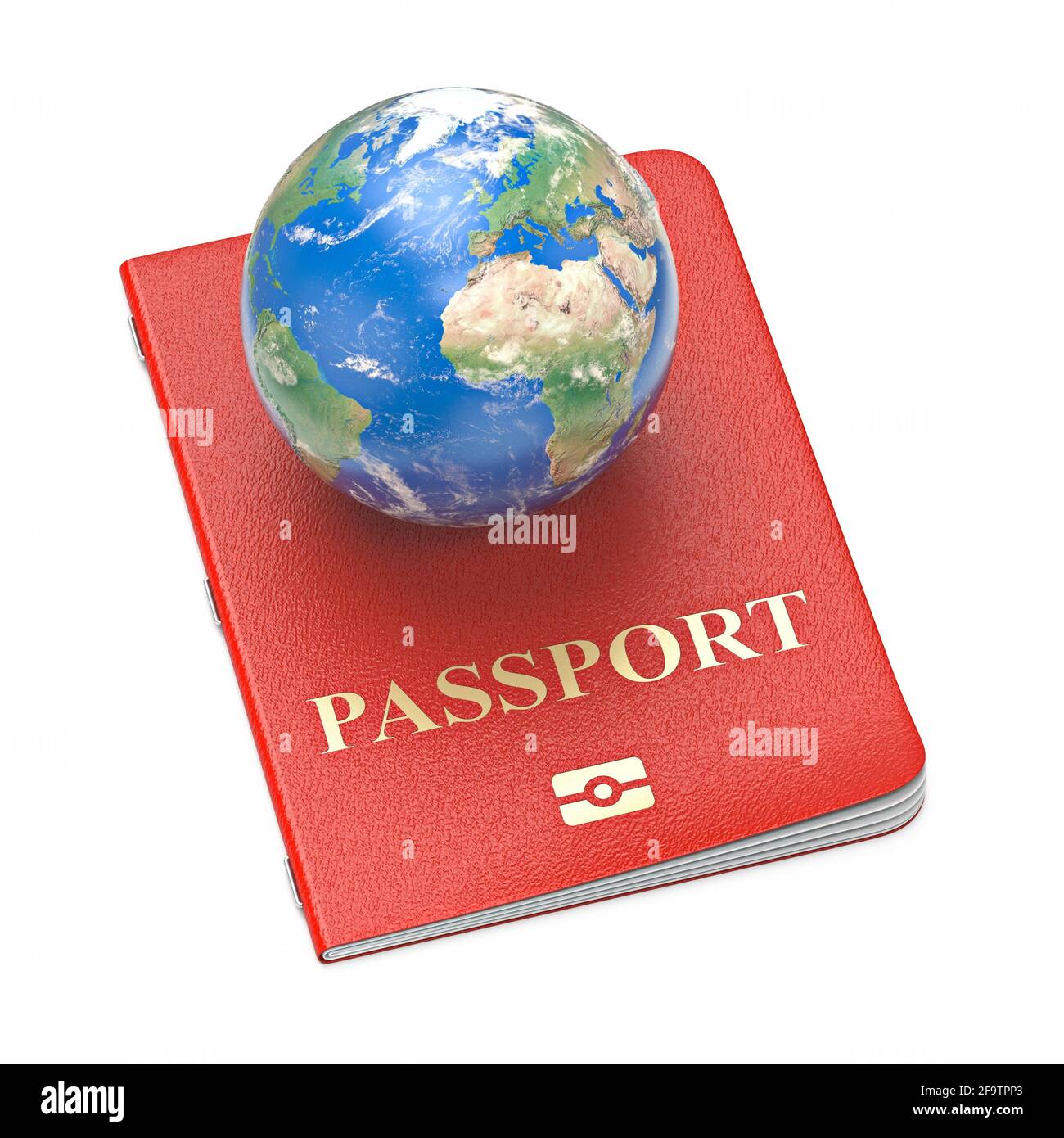 Passport with globe on it 3D render illustration isolated on white ...