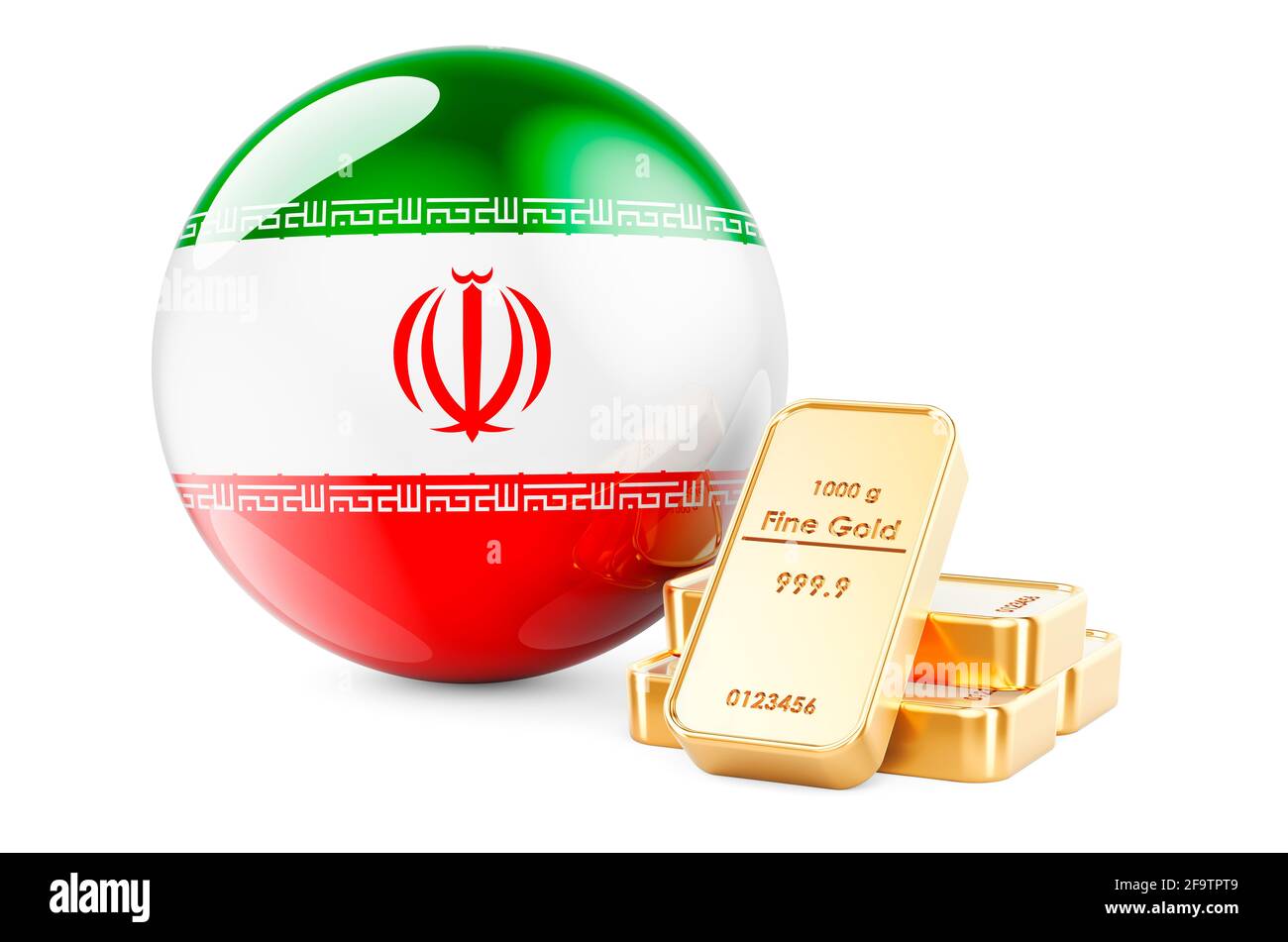 Golden ingots with Iranian flag. Foreign-exchange reserves of Iran ...