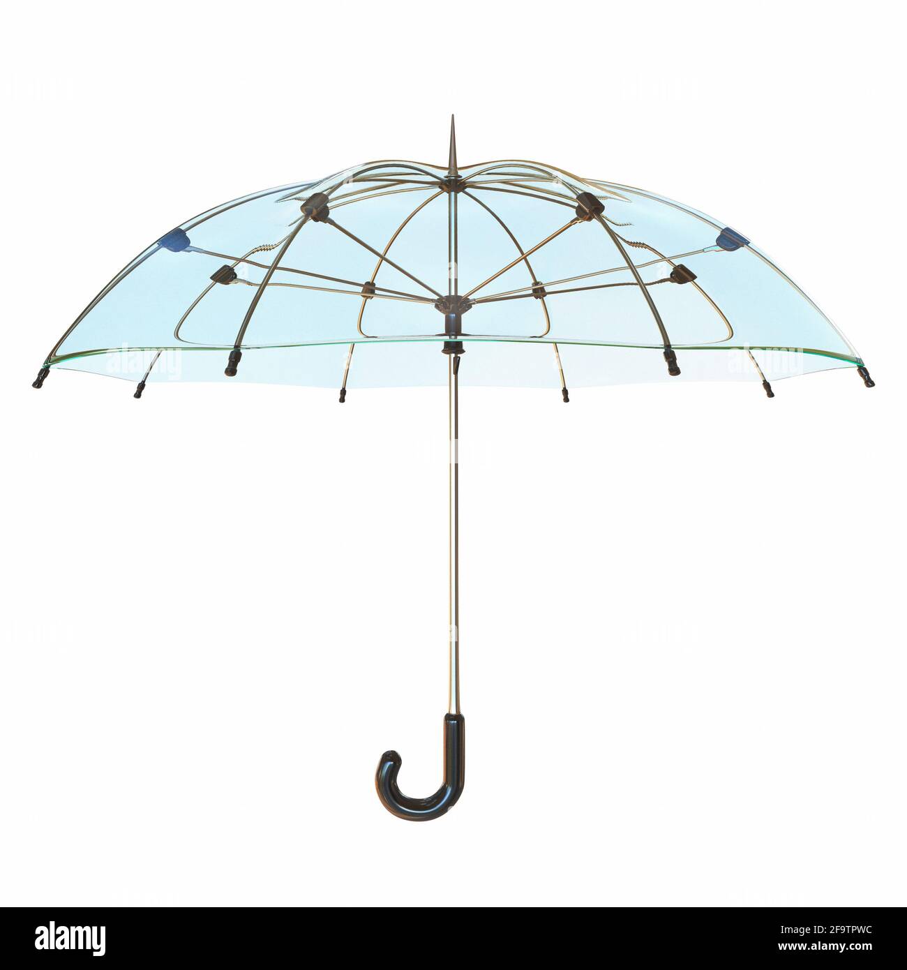 Opened transparent umbrella 3D render illustration isolated on white ...