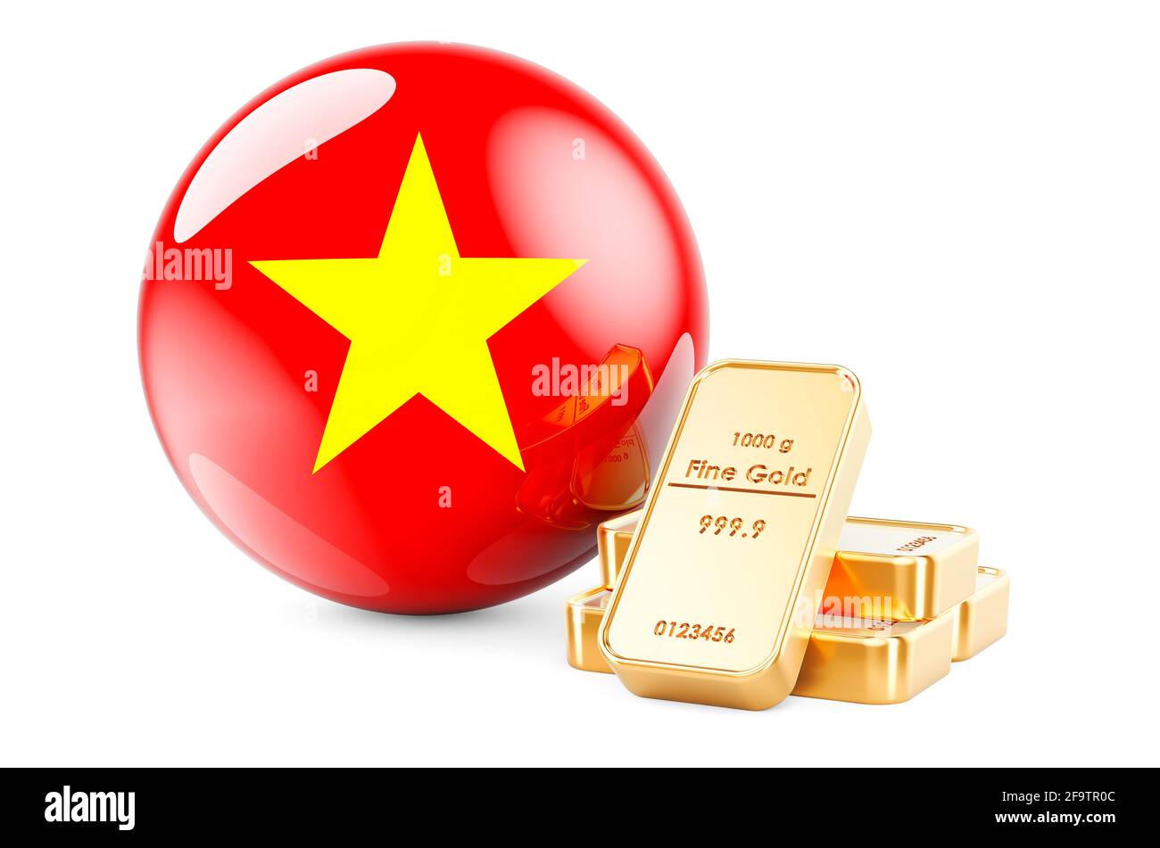 Golden ingots with Vietnamese flag. Foreign-exchange reserves of ...