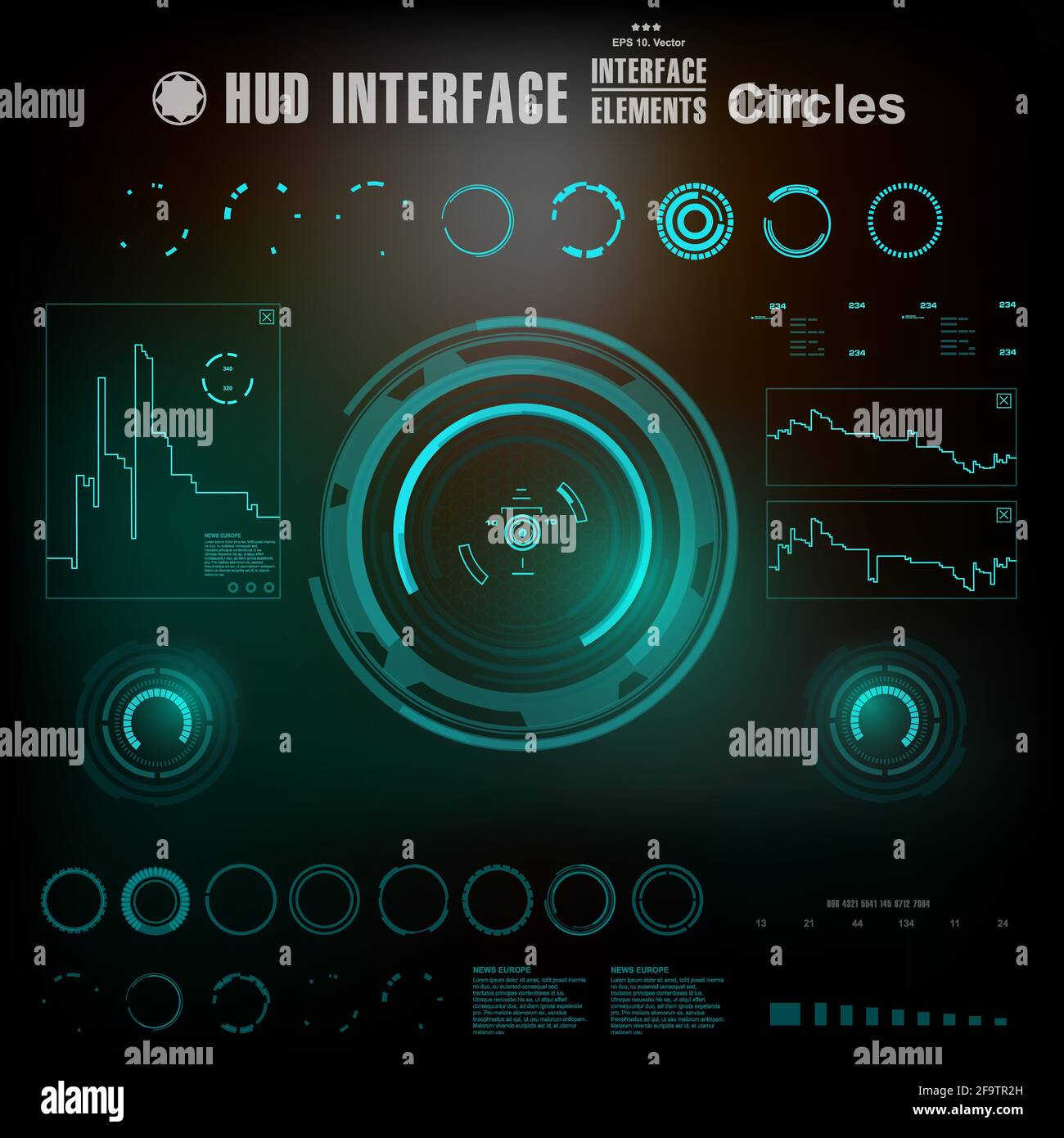 Futuristic blue virtual graphic touch user interface Stock Vector Image ...