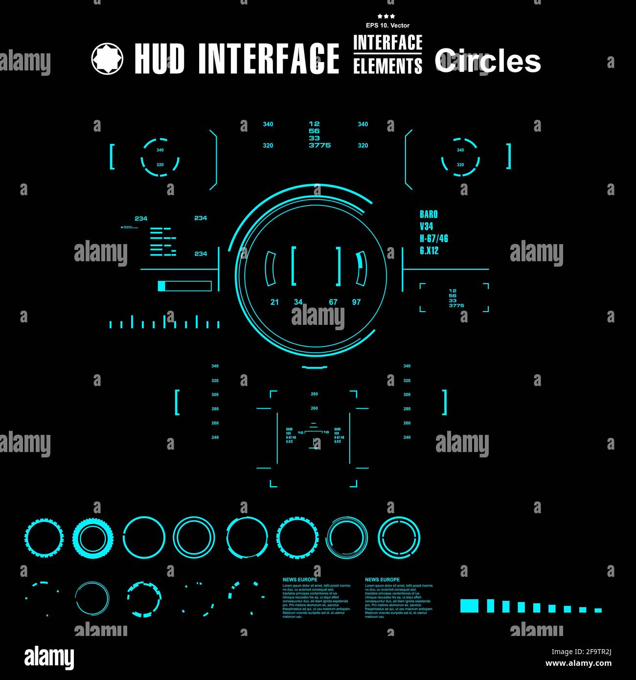 Futuristic blue virtual graphic touch user interface Stock Vector Image ...