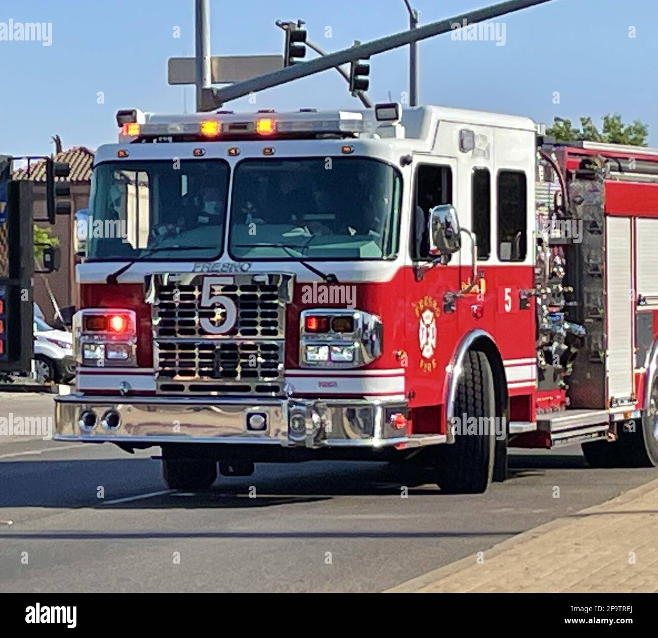FRESNO, UNITED STATES - Apr 13, 2021: A photo of a red Fire Engine ...