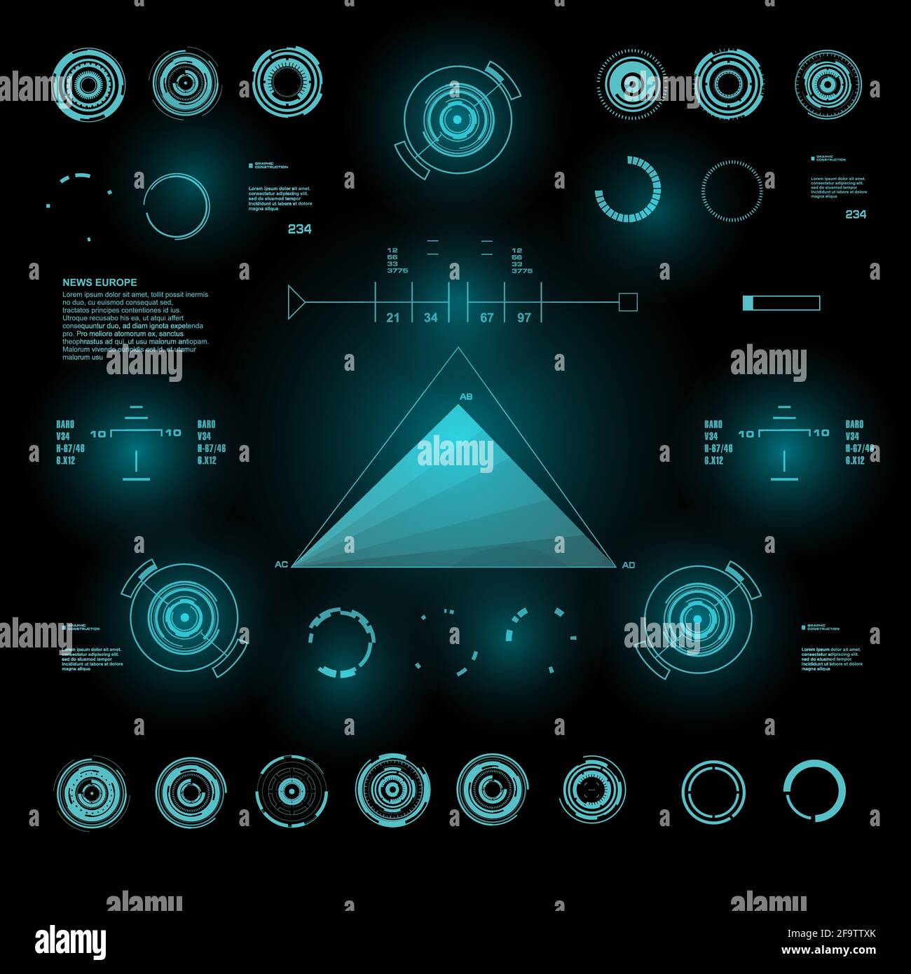 Futuristic blue virtual graphic touch user interface Stock Vector Image ...