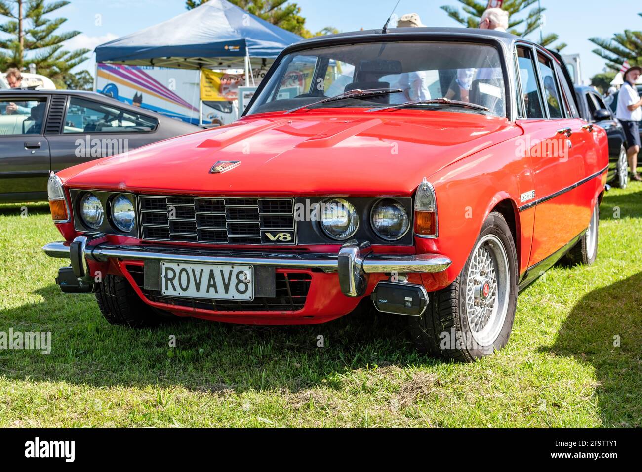 AUCKLAND, NEW ZEALAND - Apr 17, 2021: View of red Rover P6 V8 classic ...