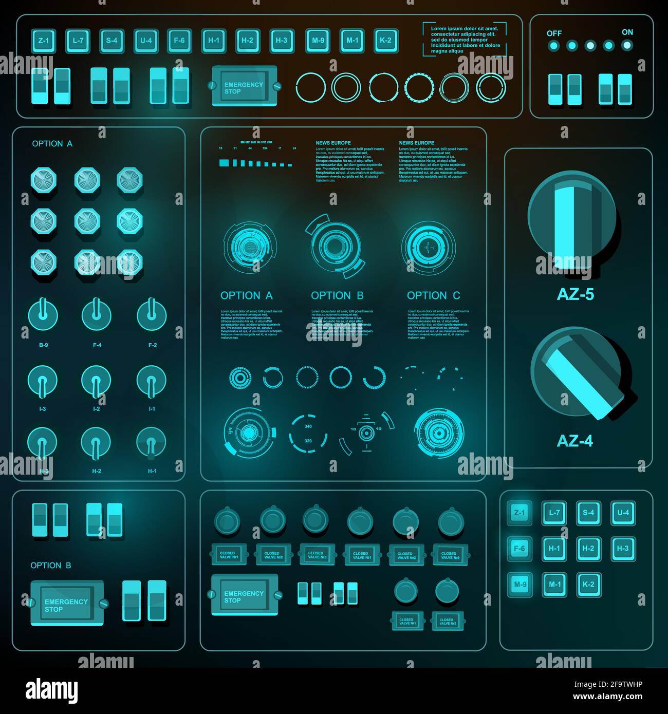 Futuristic blue virtual graphic touch user interface Stock Vector Image ...
