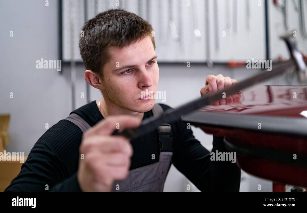 Processing of no paint using dent restoring technology by young technic ...