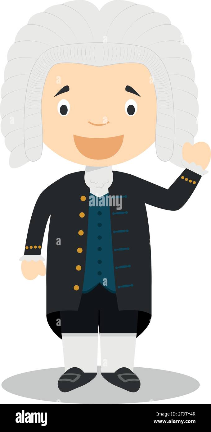 Johan Sebastian Bach cartoon character. Vector Illustration. Kids ...