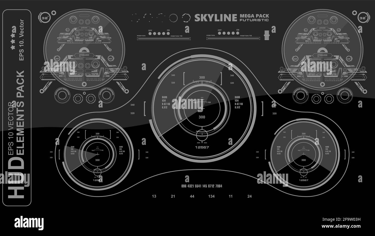 Futuristic hud display user interface Black and White Stock Photos ...