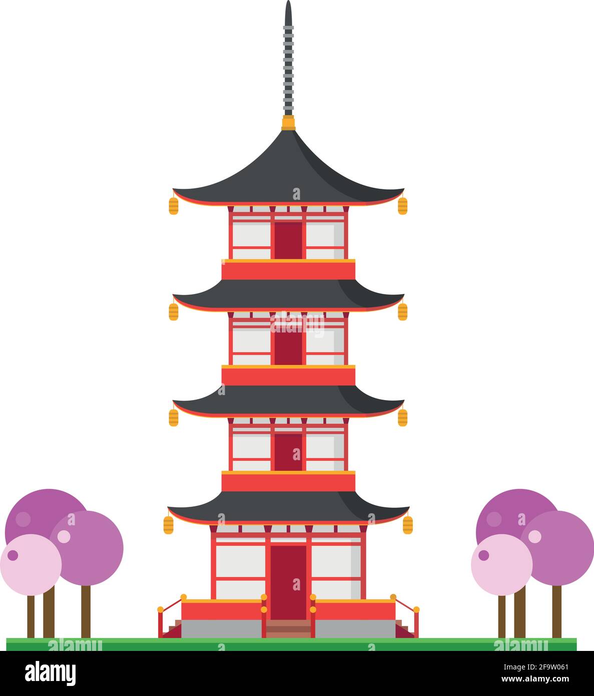 Cute cartoon vector illustration of a Buddhist Pagoda Stock Vector ...