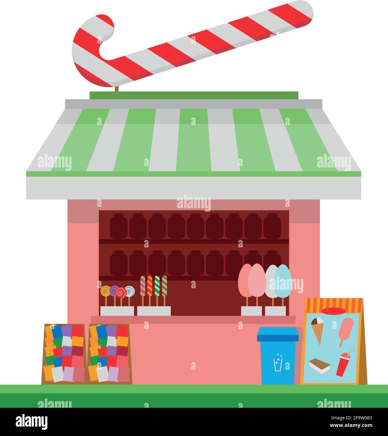 Cute cartoon vector illustration of a candy shop Stock Vector Image ...