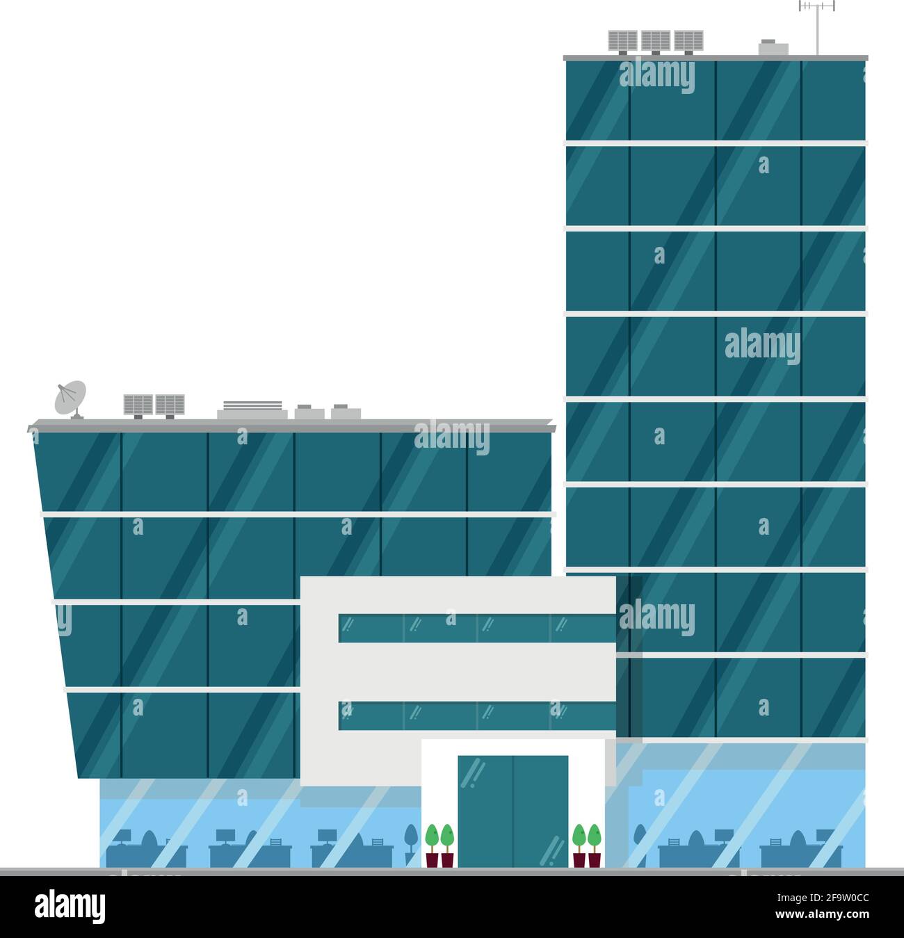 Cute cartoon vector illustration of an office building Stock Vector ...