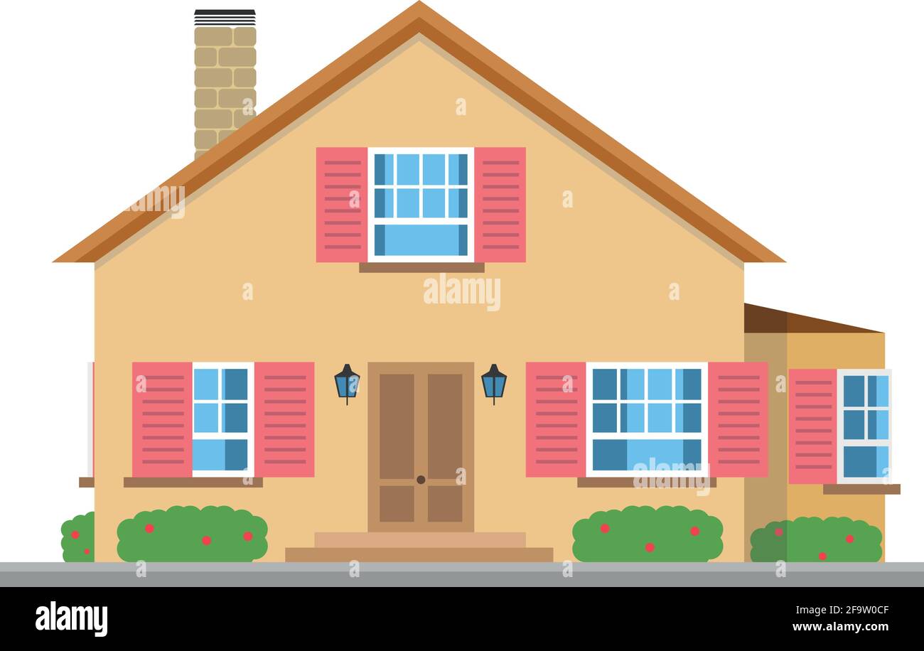 Cute cartoon vector illustration of a residential villa Stock Vector ...