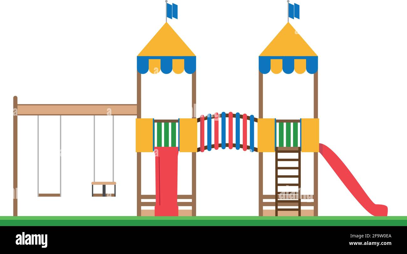 Cute cartoon vector illustration of a recreational area for little ...