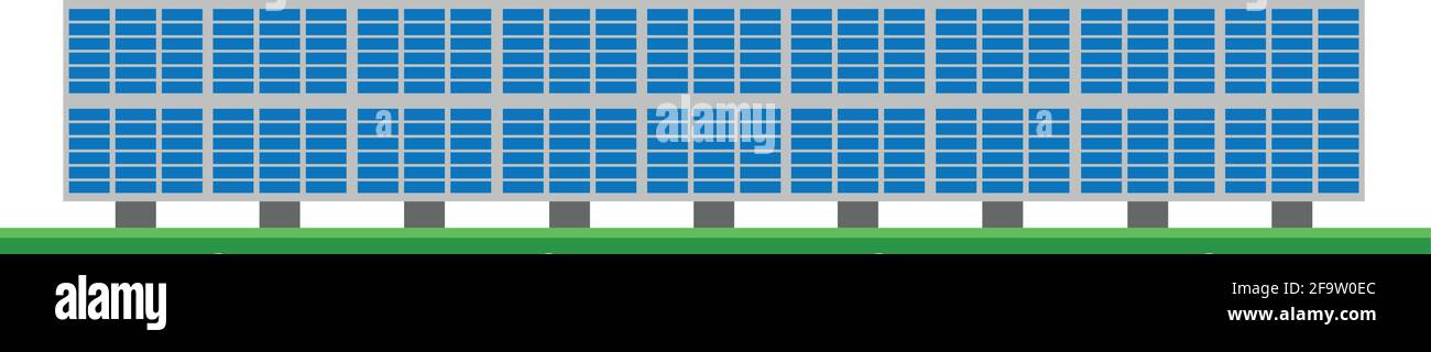Cute cartoon vector illustration of a solar photovoltaic power plant ...