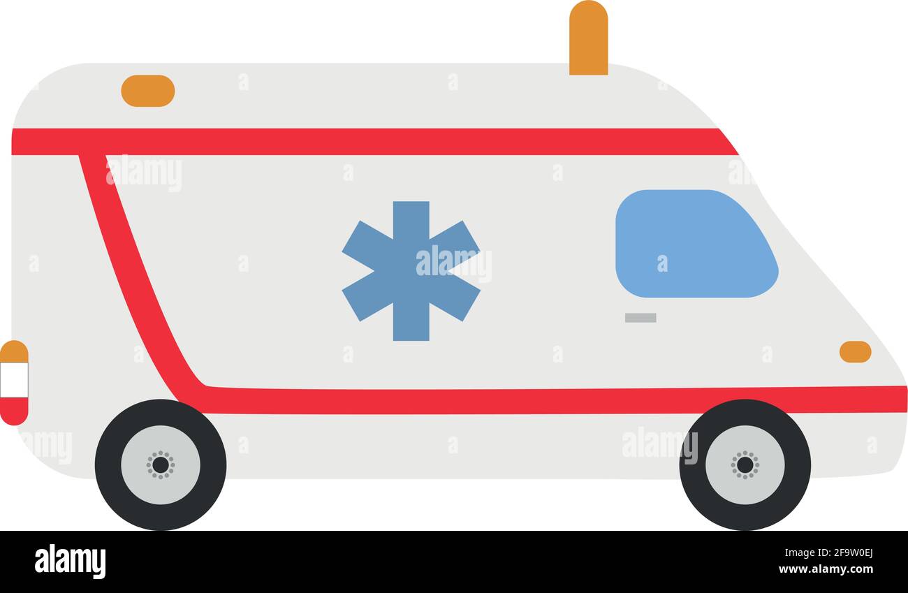 Cute cartoon vector illustration of an ambulance Stock Vector Image ...