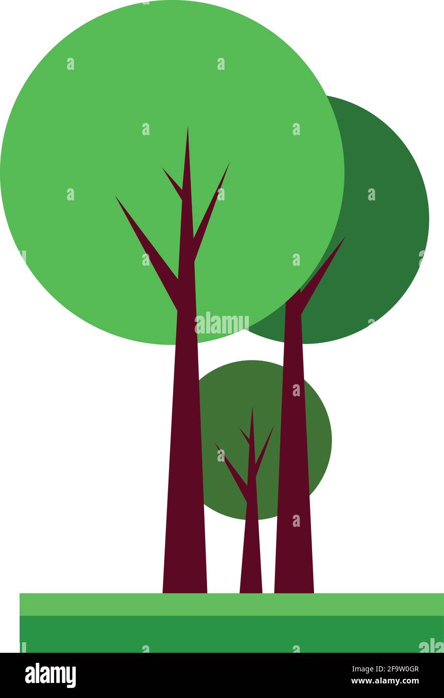 Cute cartoon vector illustration of a tree group Stock Vector Image ...