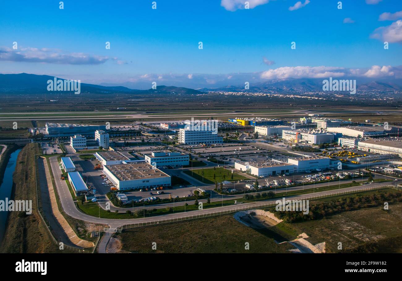 ATHENS, GREECE, DECEMBER 10, 2015: aerial view of the athens ...