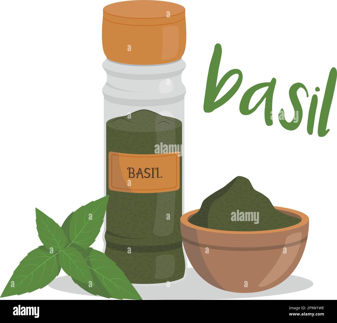 Vector basil illustration isolated in cartoon style. Herbs and Species ...