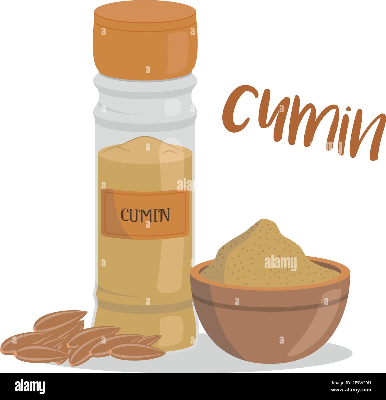 Vector cumin illustration isolated in cartoon style. Herbs and Species ...
