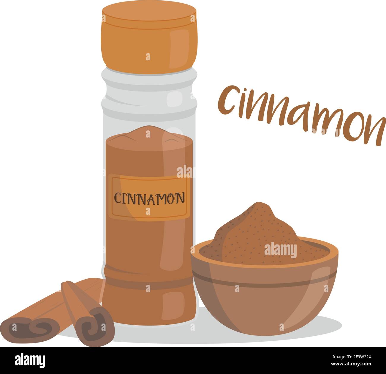 Vector cinnamon illustration isolated in cartoon style. Herbs and ...