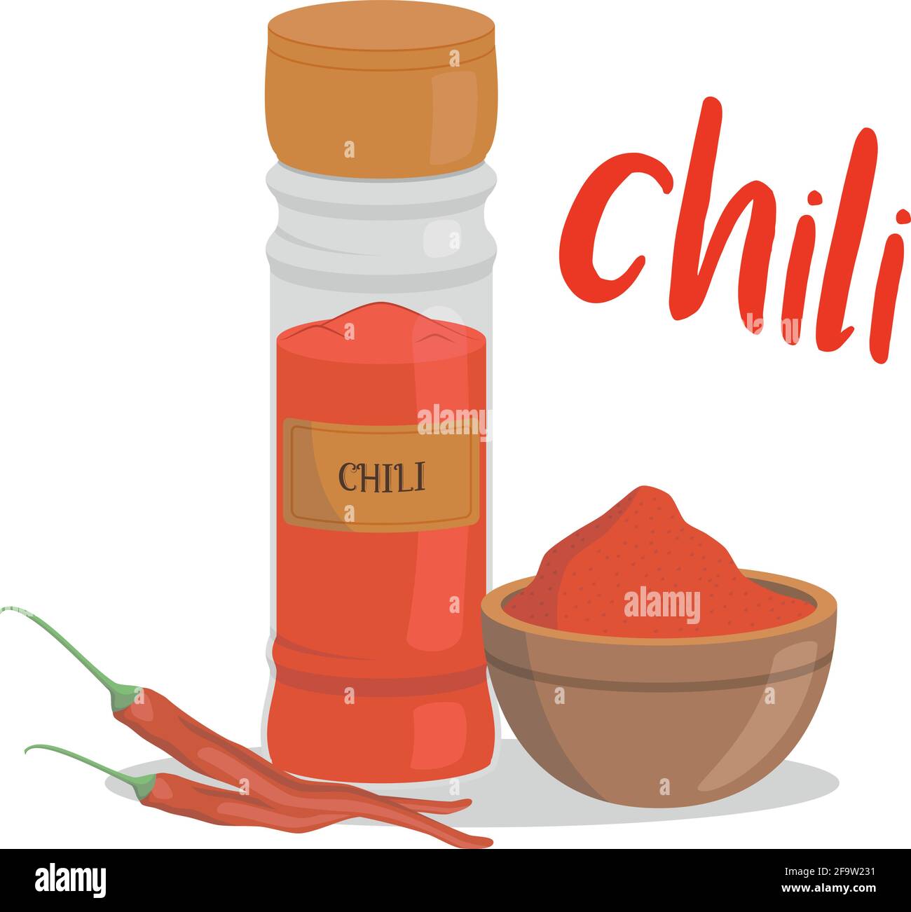 Vector chili illustration isolated in cartoon style. Herbs and Species ...
