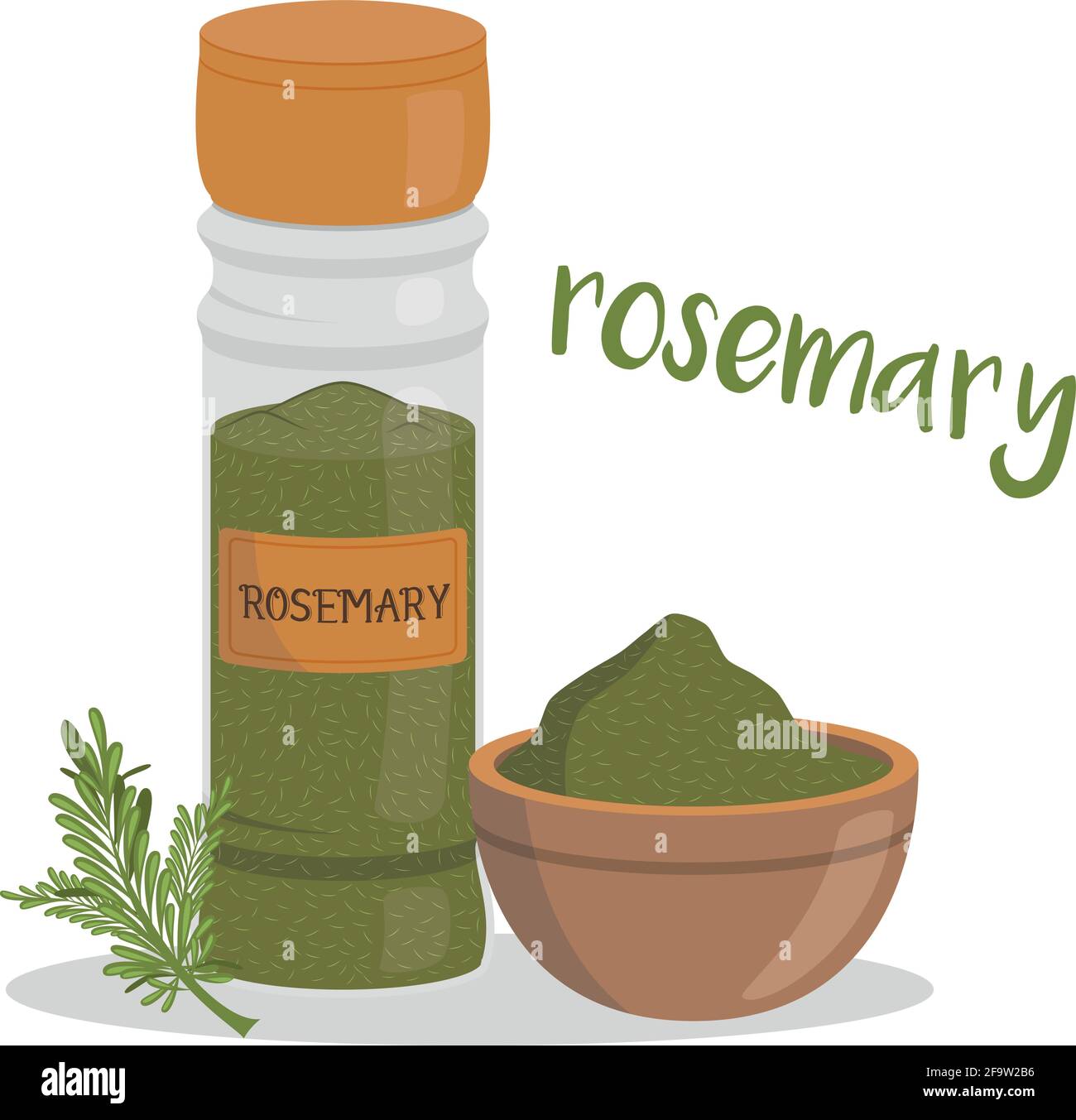 Vector rosemary illustration isolated in cartoon style. Herbs and ...