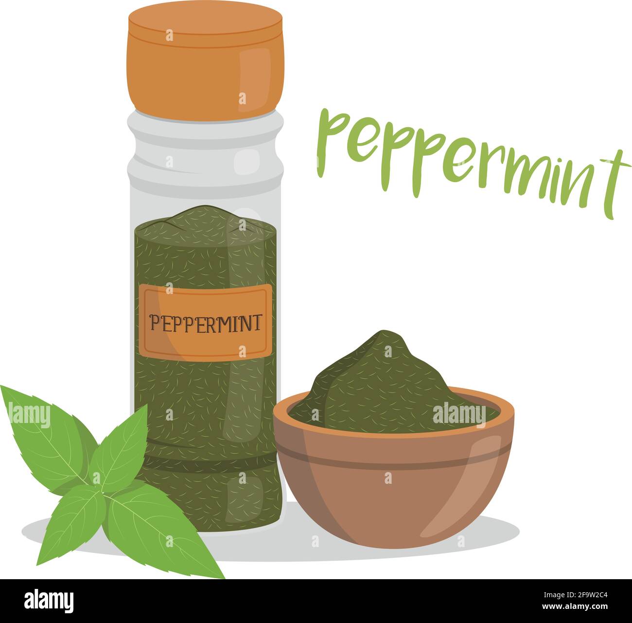 Vector peppermint illustration isolated in cartoon style. Herbs and ...
