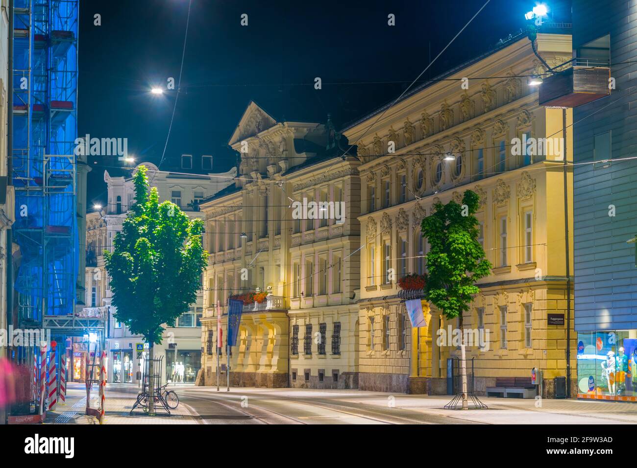 INNSBRUCK, AUSTRIA, JULY 26, 2016: Night view of the Altes Landhaus in ...