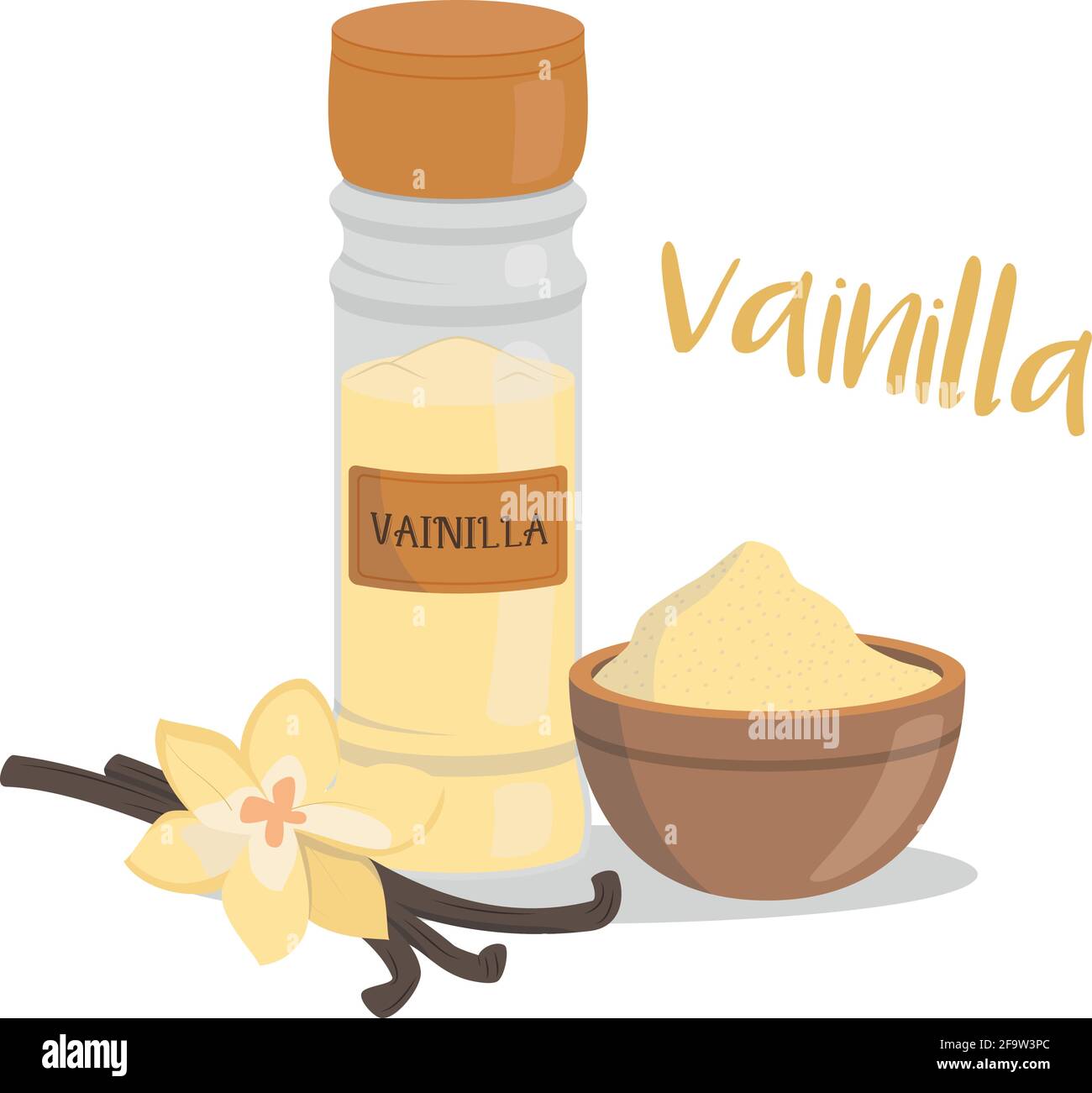 Vector vanilla illustration isolated in cartoon style. Spanish name ...