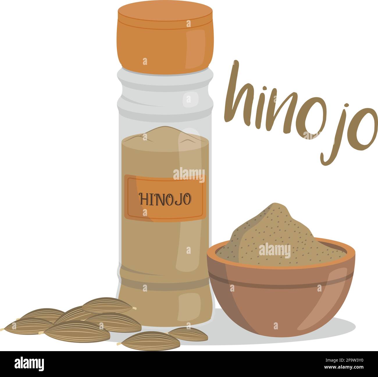 Vector fennel illustration isolated in cartoon style. Spanish name ...