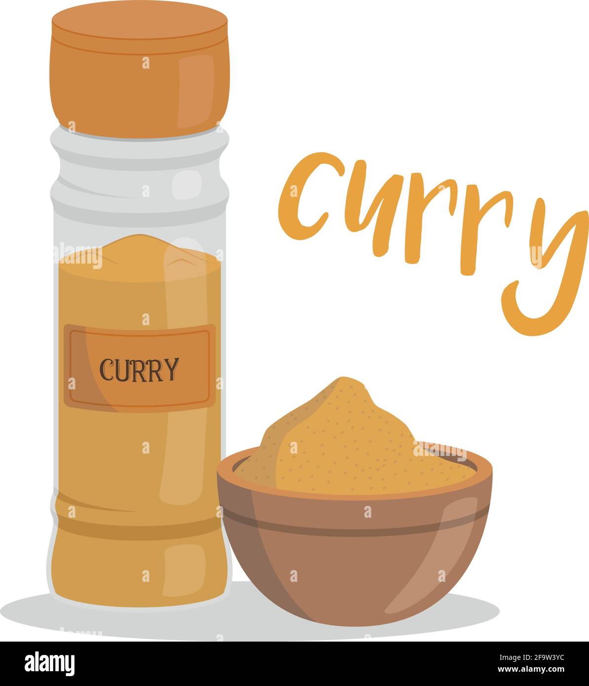Vector curry illustration isolated in cartoon style. Spanish name ...