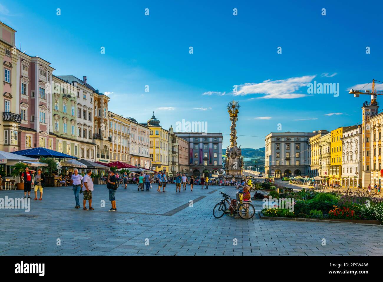 LINZ, AUSTRIA, JULY 30, 2016: View of the hauptplatz main square in the ...