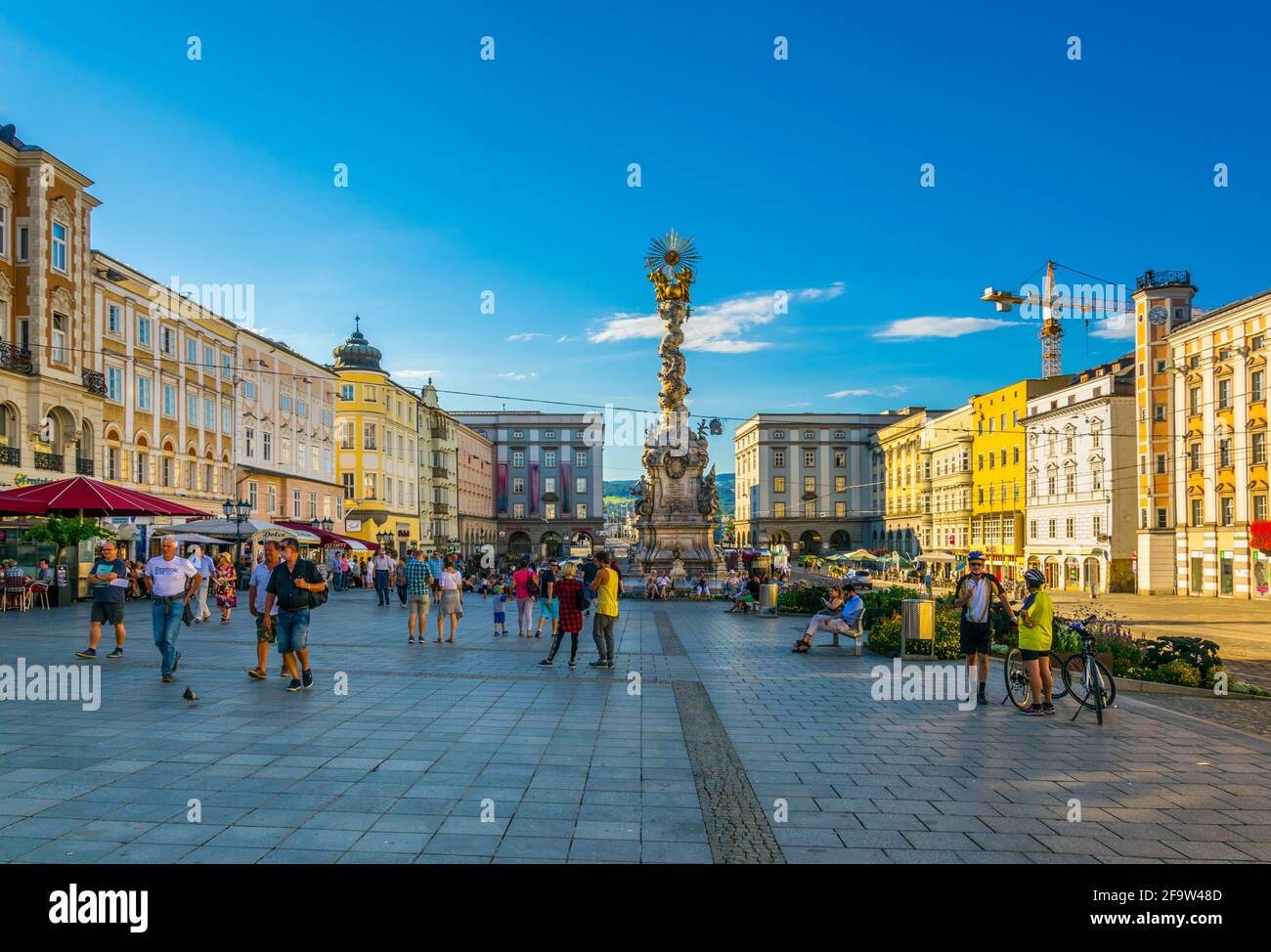 LINZ, AUSTRIA, JULY 30, 2016: View of the hauptplatz main square in the ...
