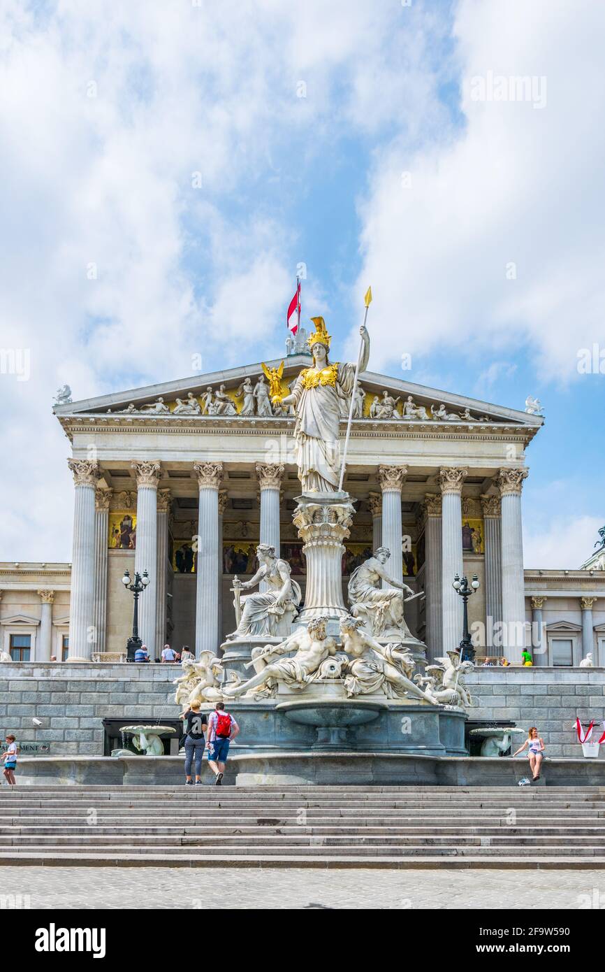 VIENNA, AUSTRIA, JUNE, 2016: View of the statue of Pallas Athena ...