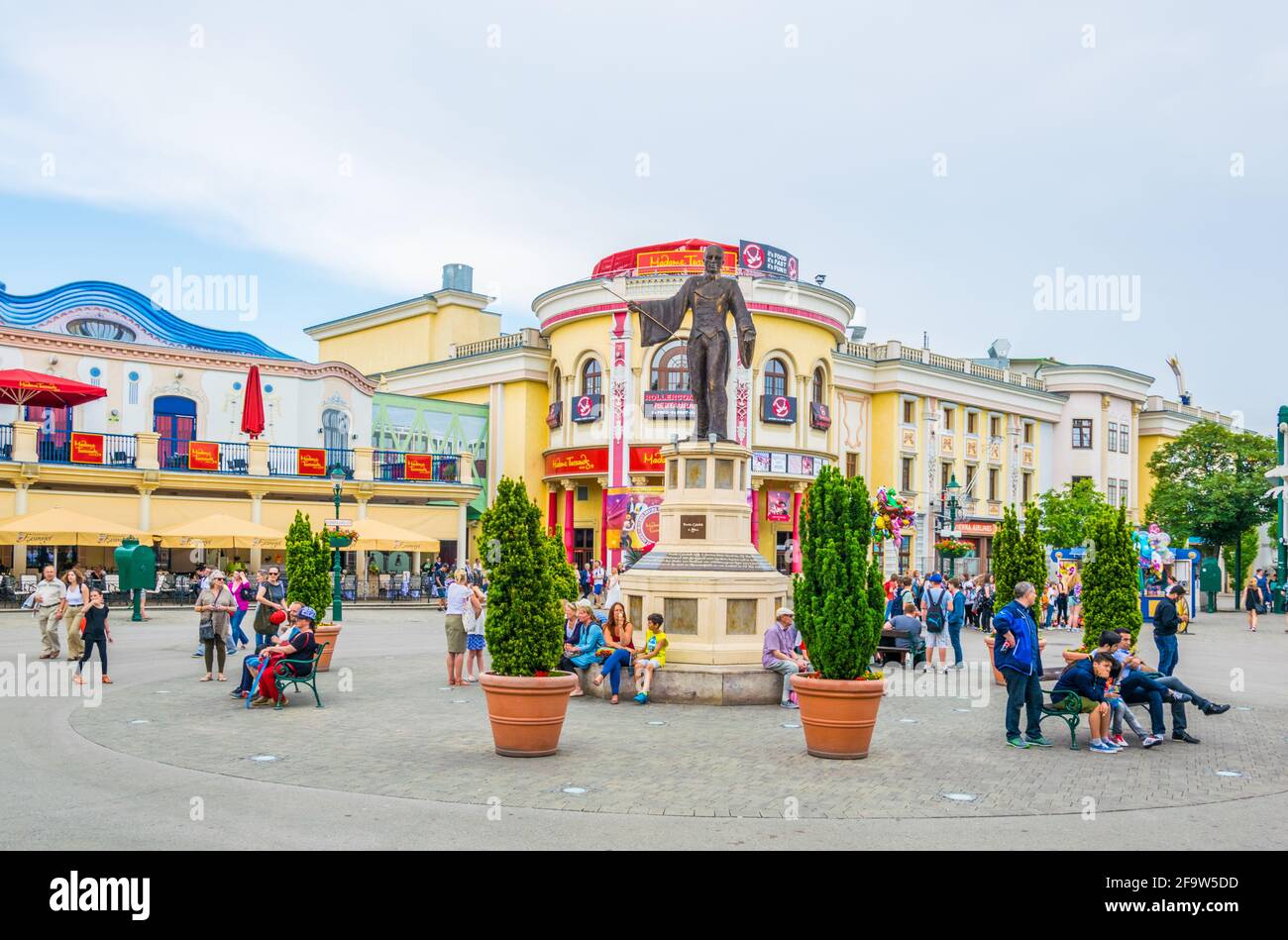 VIENNA, AUSTRIA, JUNE 2016: People are relaxing under statue of a ...