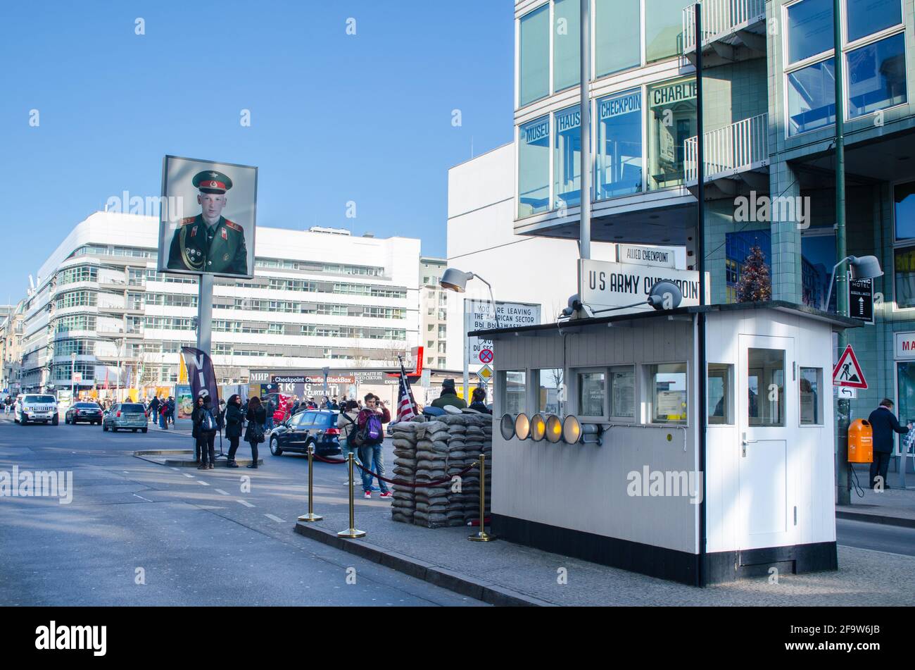 BERLIN, GERMANY, MARCH 12, 2015: people are admiring famous checkpoint ...
